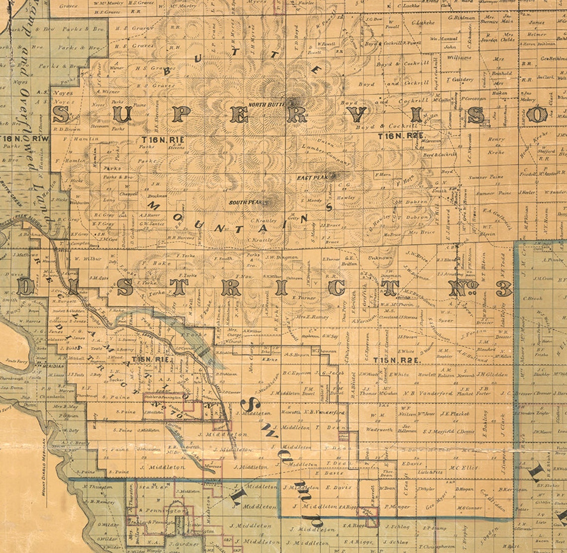 Sutter County Map California CA 1873. Vintage Restoration - Etsy