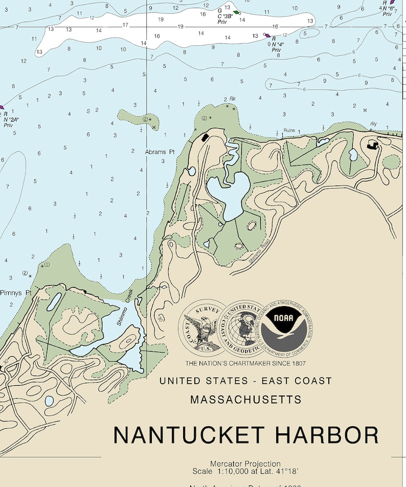 Nautical Charts of Nantucket Harbor 13242. Massachusetts. Martha's ...