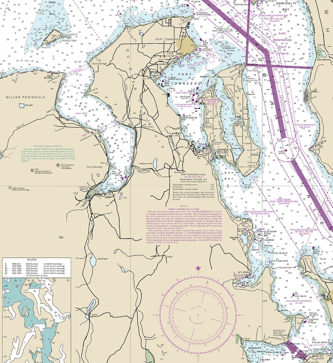 Nautical charts of Puget Sound Northern Part. 18441. | Etsy