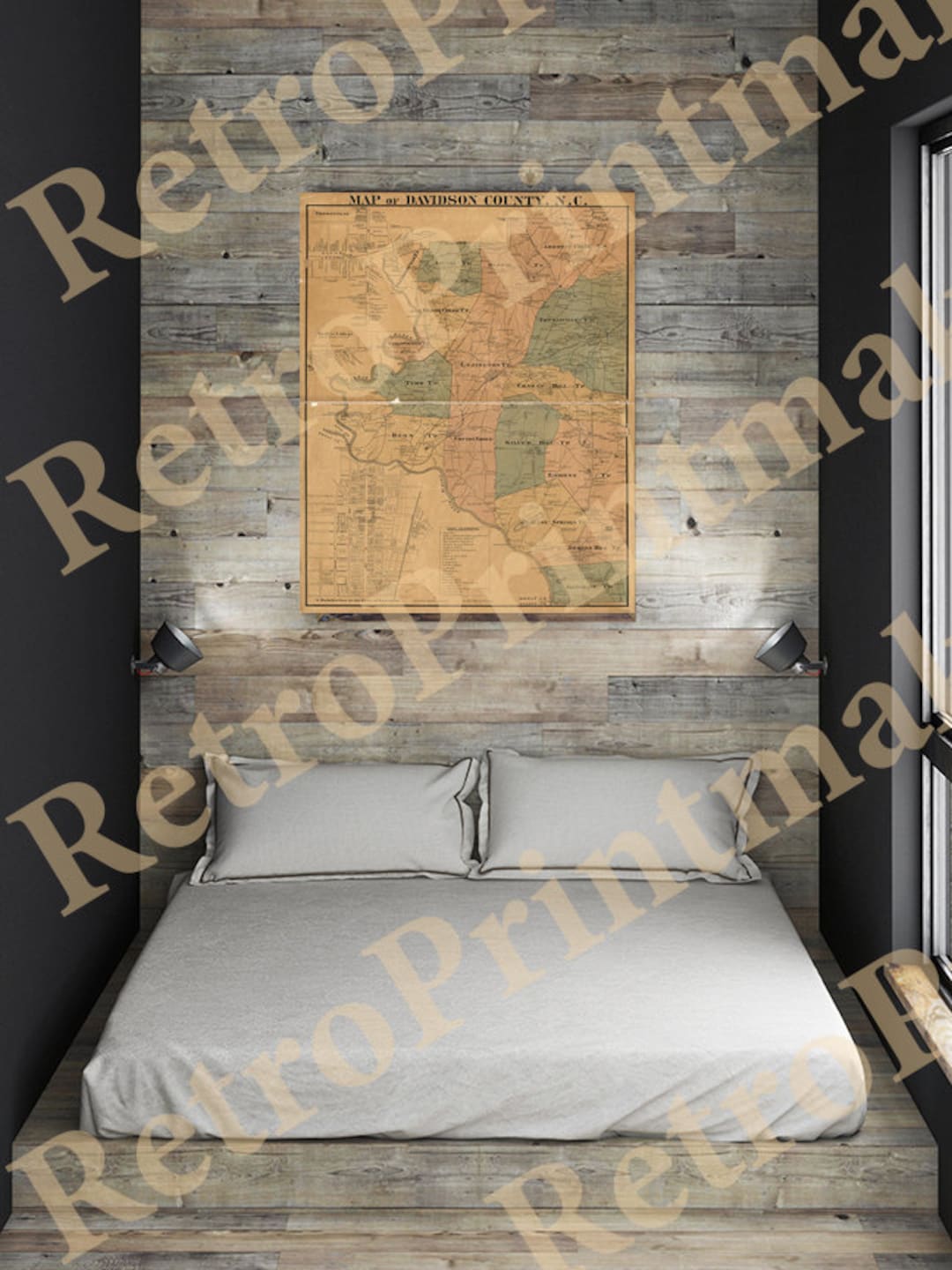 Map of Davidson County, North Carolina NC, 1890. Vintage Home Deco ...