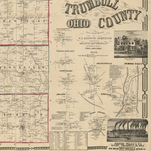 Map of Trumbull County, Ohio. Vintage Home Deco Style Old Wall ...