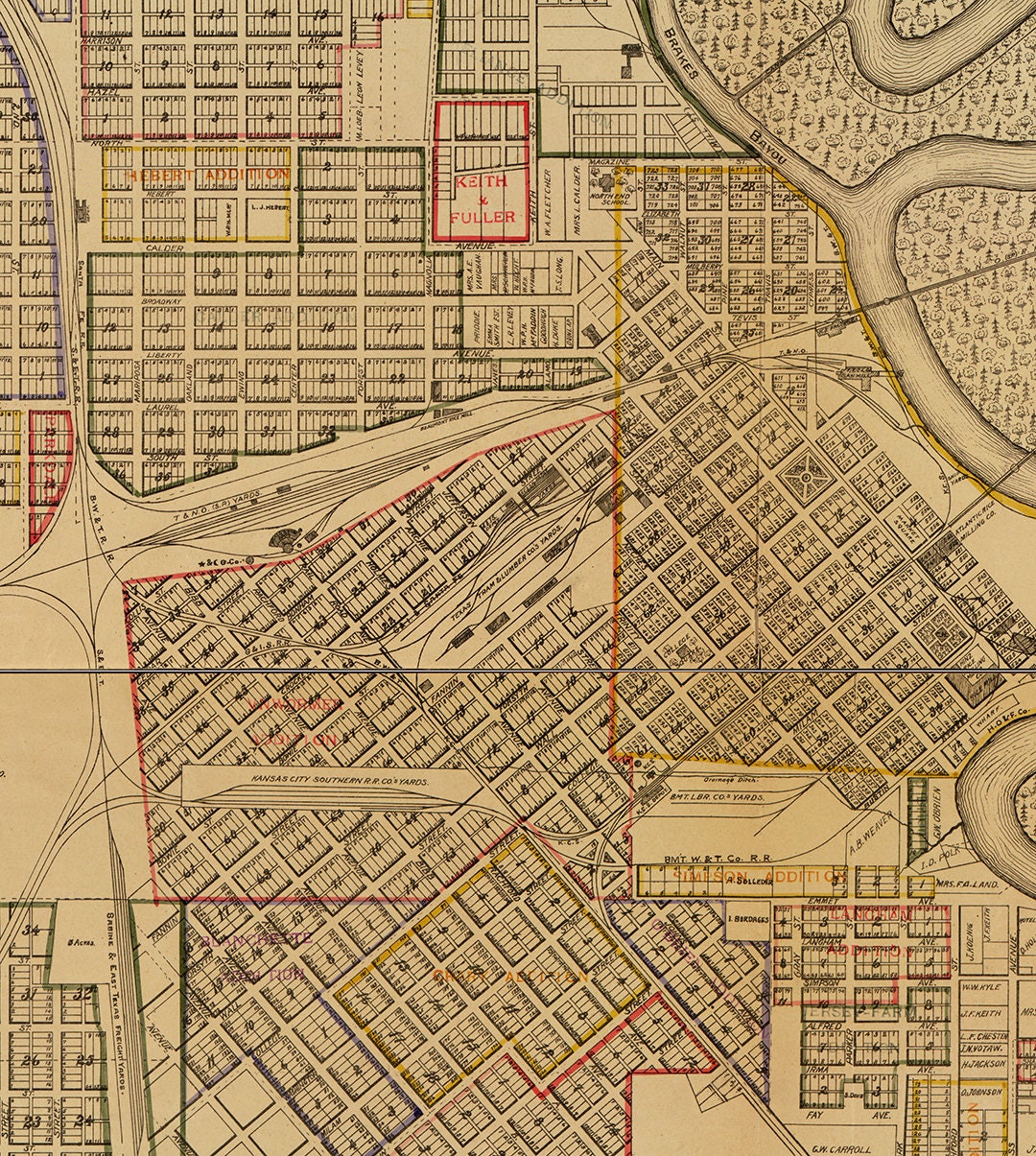 Map of Beaumont Texas TX Jefferson County 1902. Vintage - Etsy