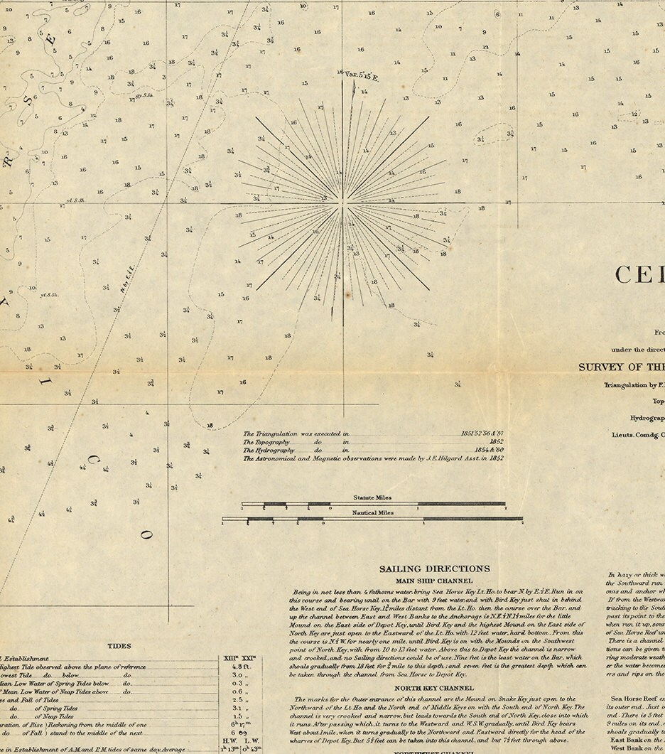 Nautical Charts of Cedar Keys, Florida, Florida, FL 1861. USCS ...