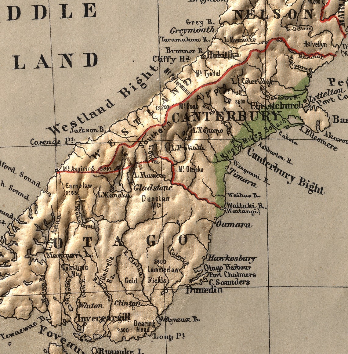 Map of New Zealand, 1880. Vintage Home Deco Style Old Wall Reproduction ...