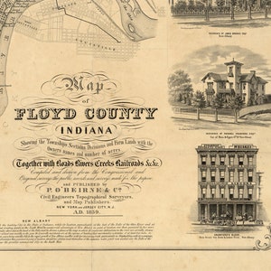 Map of Floyd County, Indiana. 1882. Vintage Restoration Hardware Home ...
