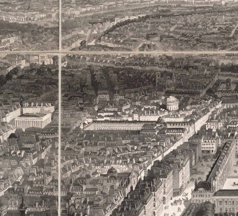 Map of Paris, France, 1860. Restoration Hardware Home Deco Style Old ...