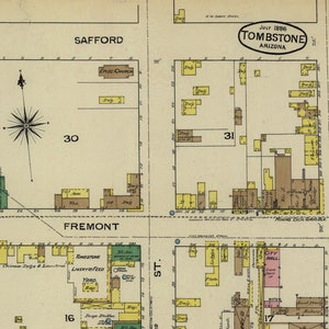 Map of Tombstone, Arizona Old Map - Wall Map Art Print. Reproduction ...