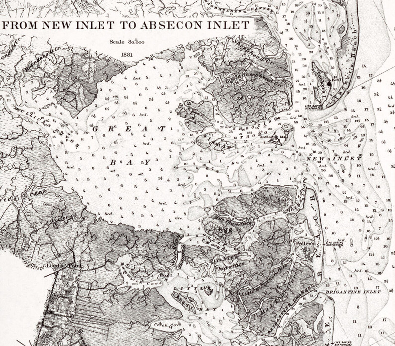 Map of New Inlet to Absecon Inlet Nautical Charts New Jersey | Etsy