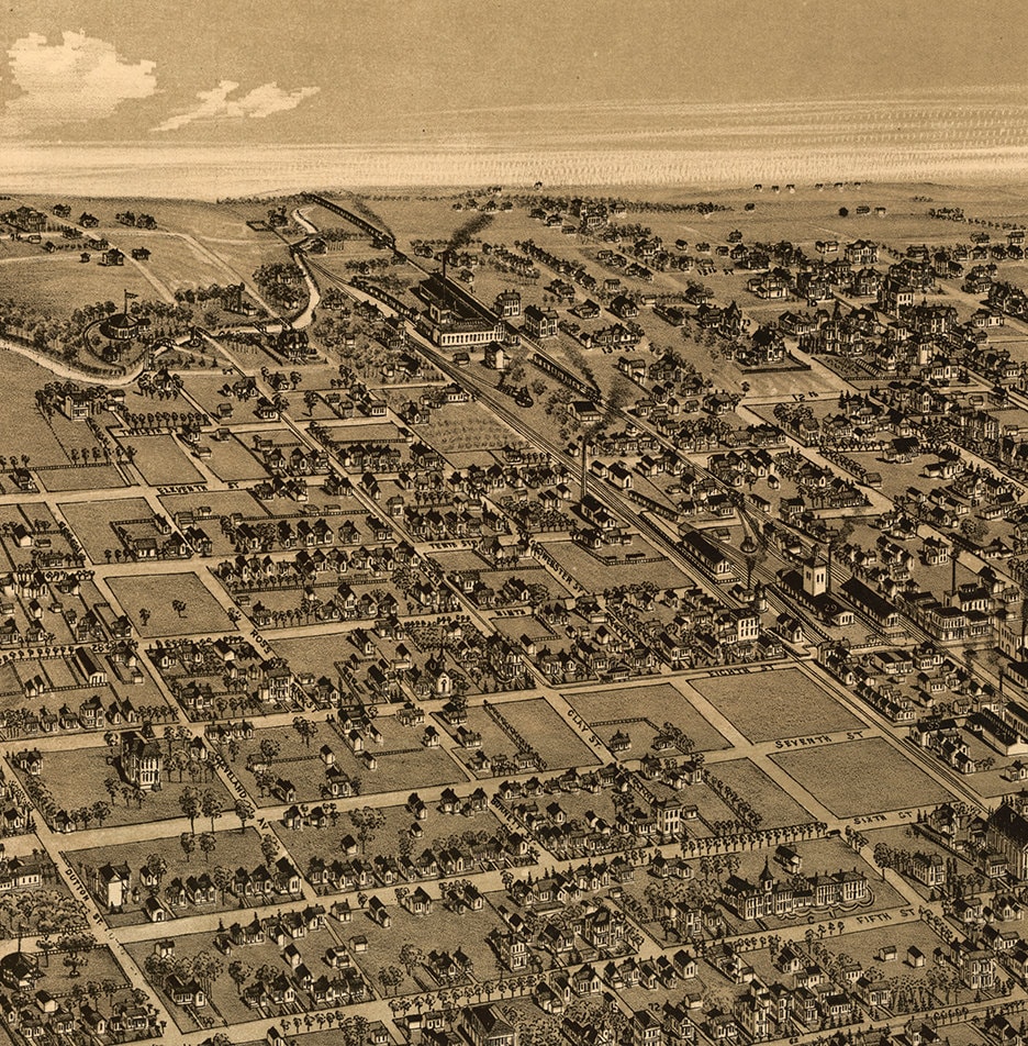 Map of Waco, Texas, County Seat of Mclennan Cy. 1886. Vintage Home Deco ...