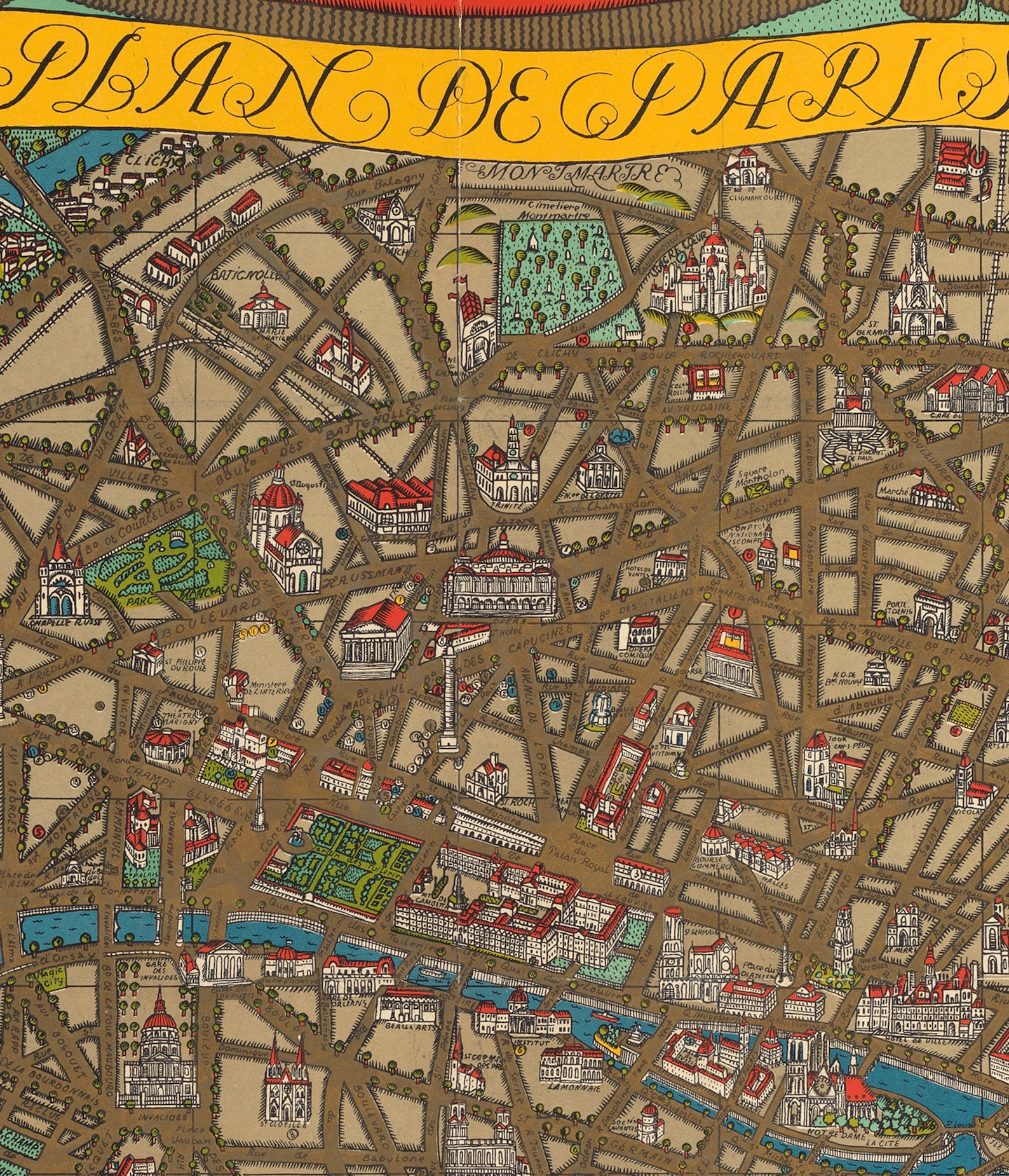 Map of Paris France 1927. Home Deco Style Old Wall Map. - Etsy