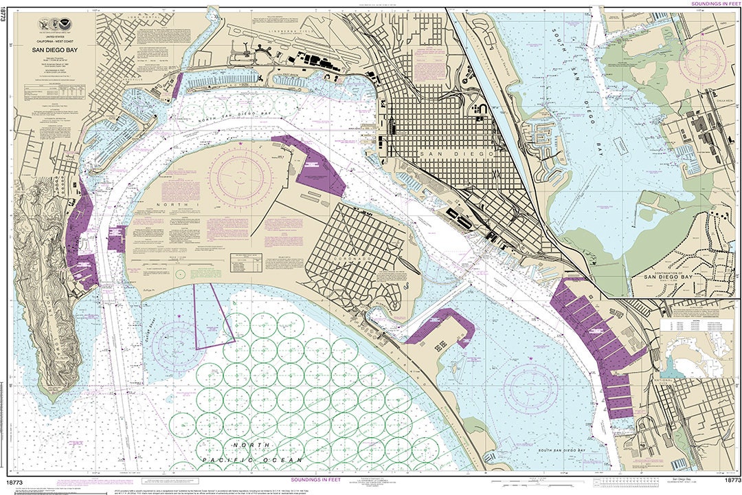 NOAA Nautical Charts of San Diego Bay, California. 18773. Reproduction ...