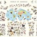 Pictorial Map of World of Animals. Vintage Home Deco Style Old Wall ...