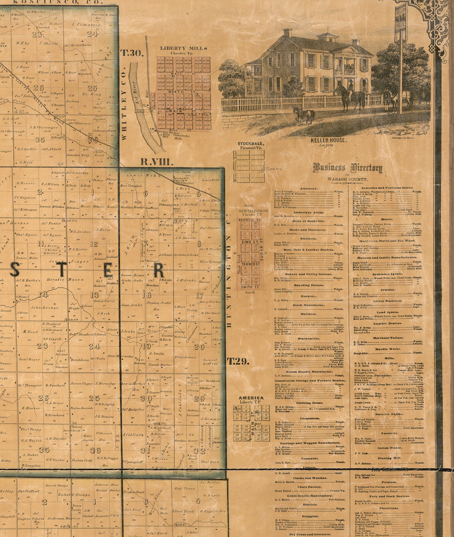 Map of Wabash County Indiana. 1861. Vintage Restoration | Etsy