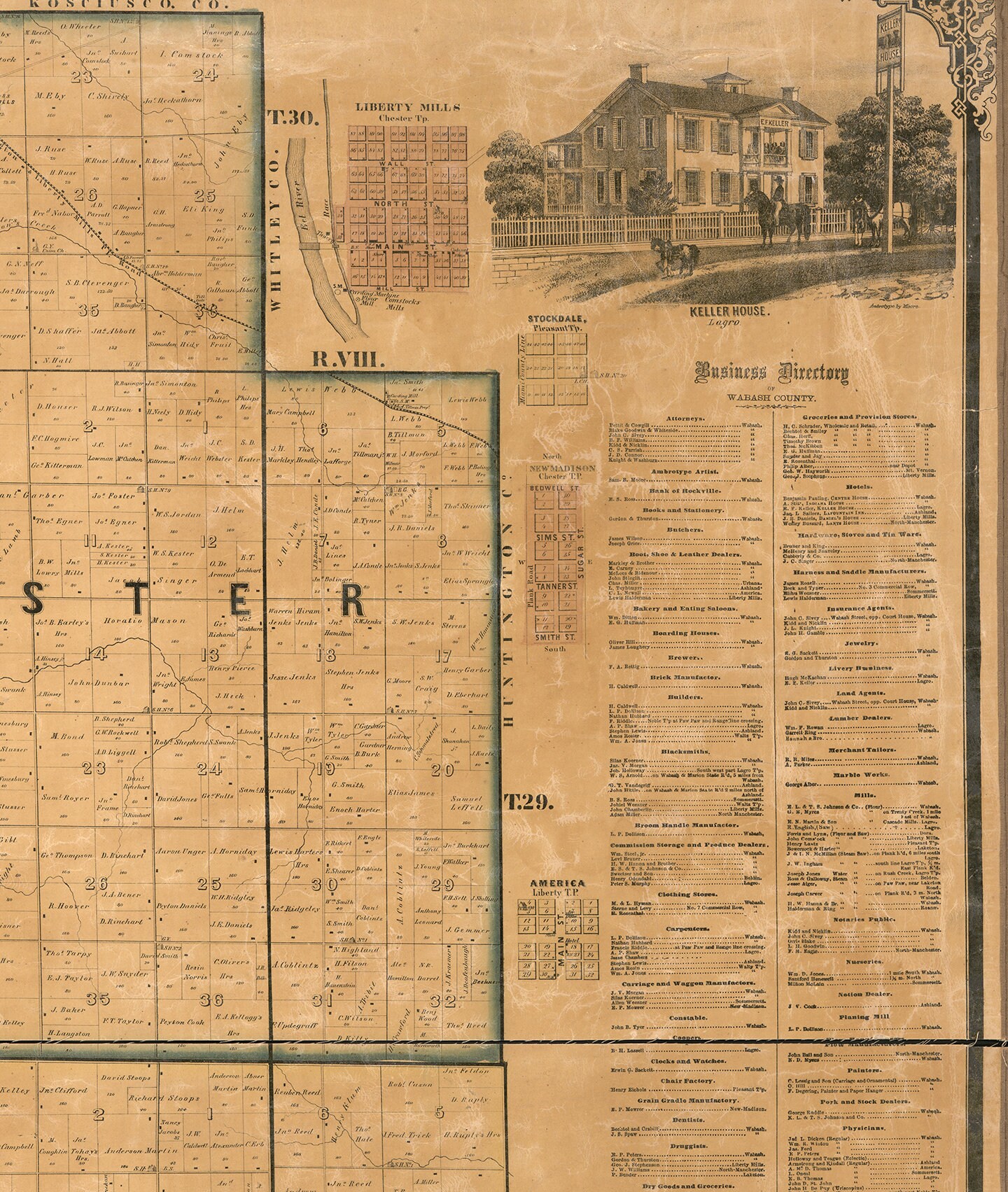 Map of Wabash County Indiana. 1861. Vintage Restoration | Etsy