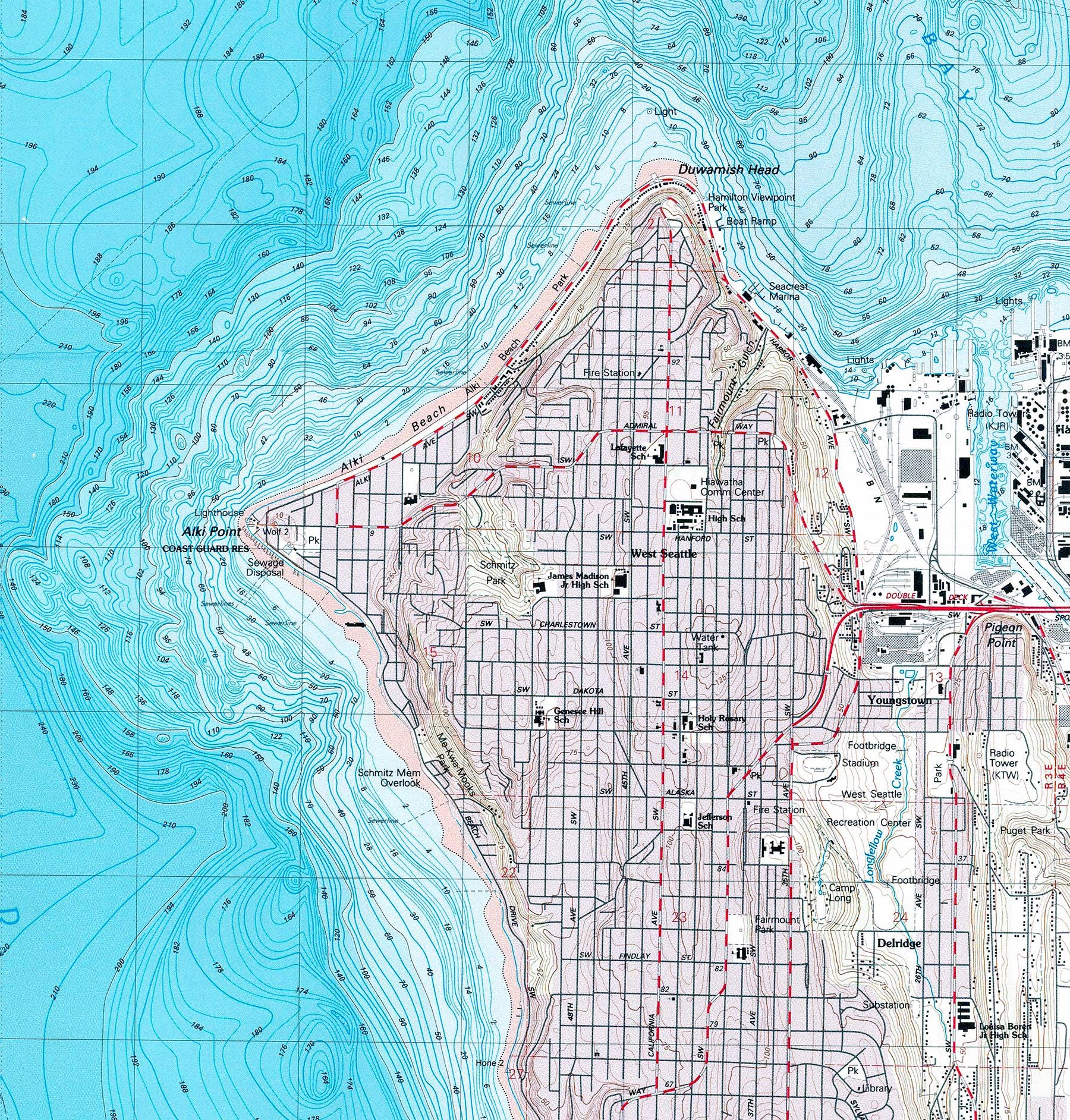 Seattle South, Washington. N4730_W122157515 Nautical Map NOAA (1983 ...