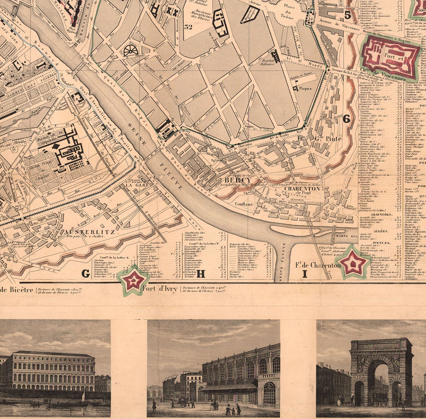 Mapa de París Francia 1850. Mapa muy detallado. Home Deco - Etsy España