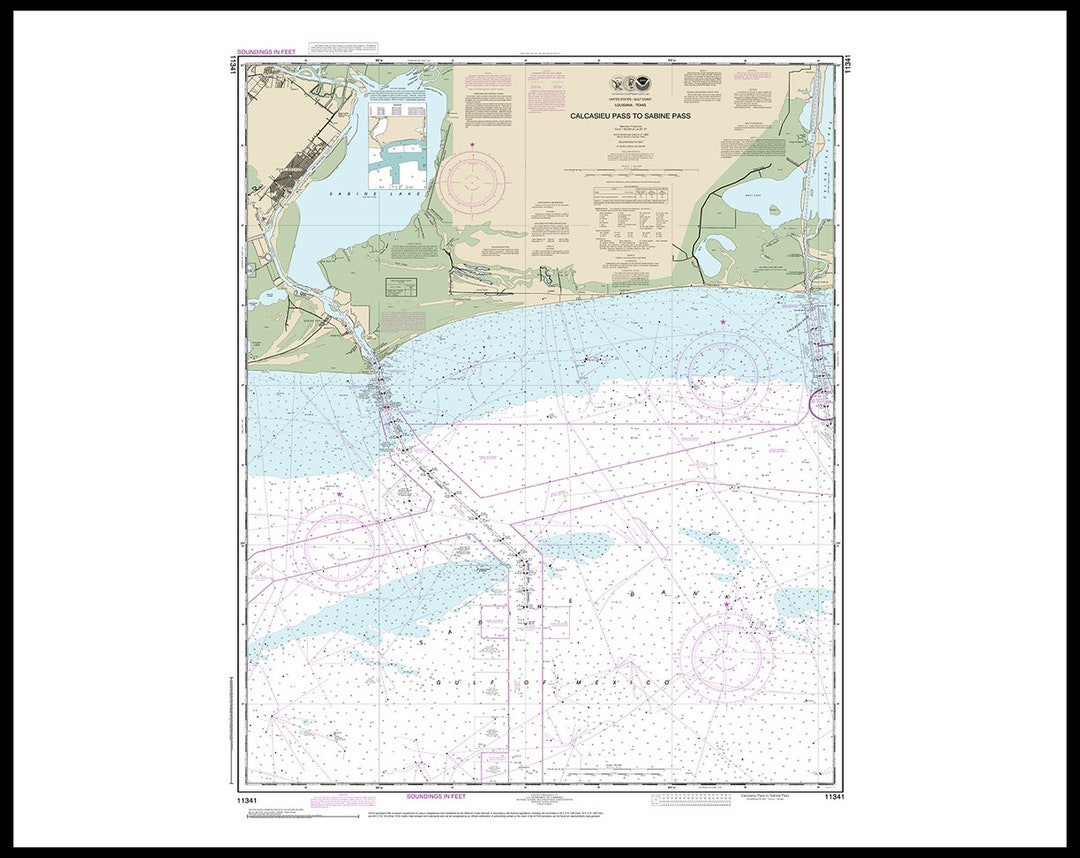 NOAA Nautical Charts of Calcasieu Pass to Sabine Pass, Louisiana and ...