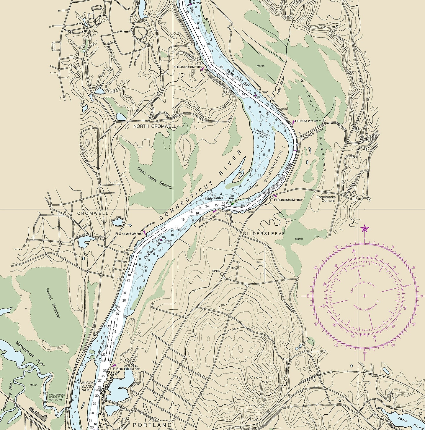 Nautical Charts of Connecticut River Booking Rock to - Etsy