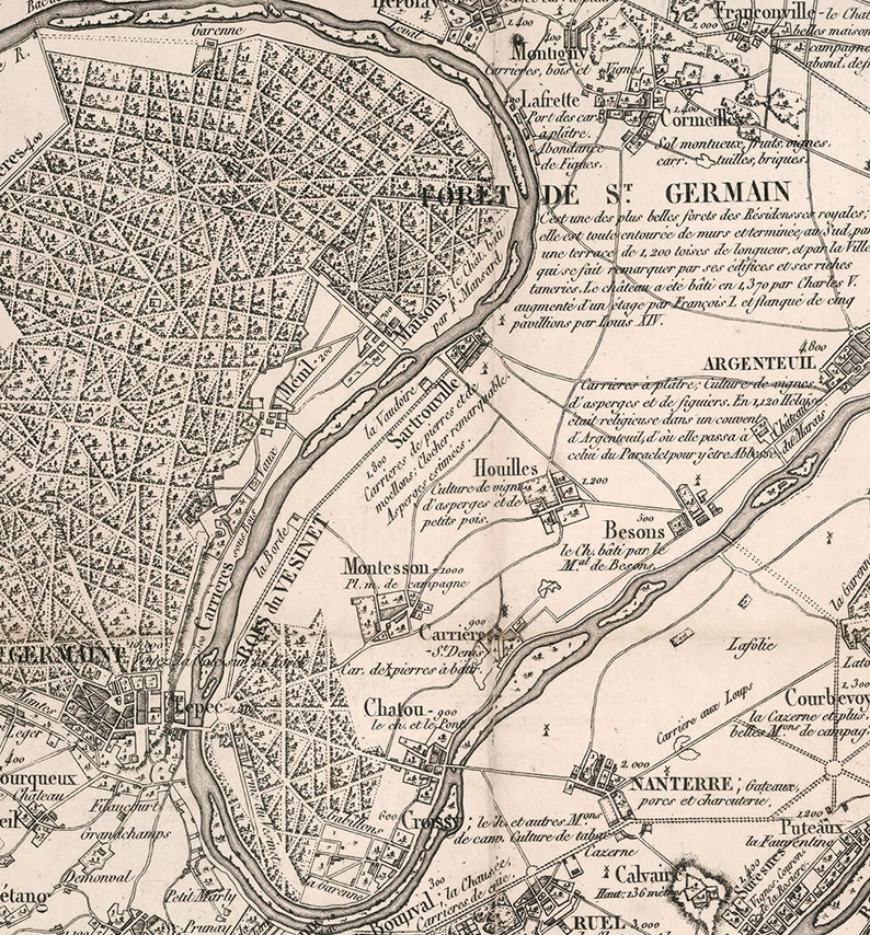 Map of Paris France 1832. Restoration Hardware Home Deco - Etsy