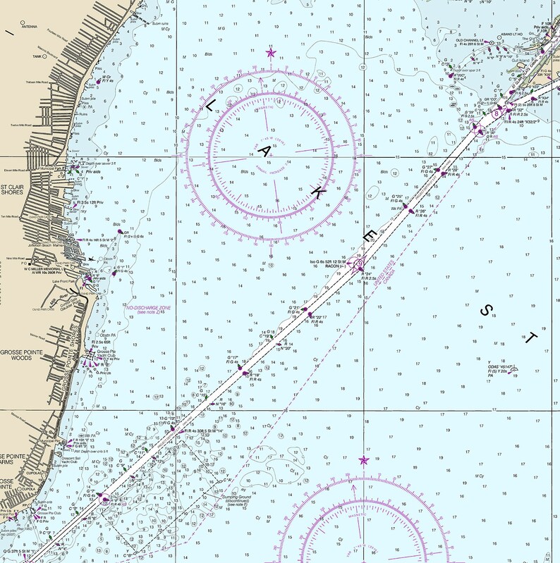 Nautical Charts of Lake St. Clair 14850 Great Lakes. Great - Etsy