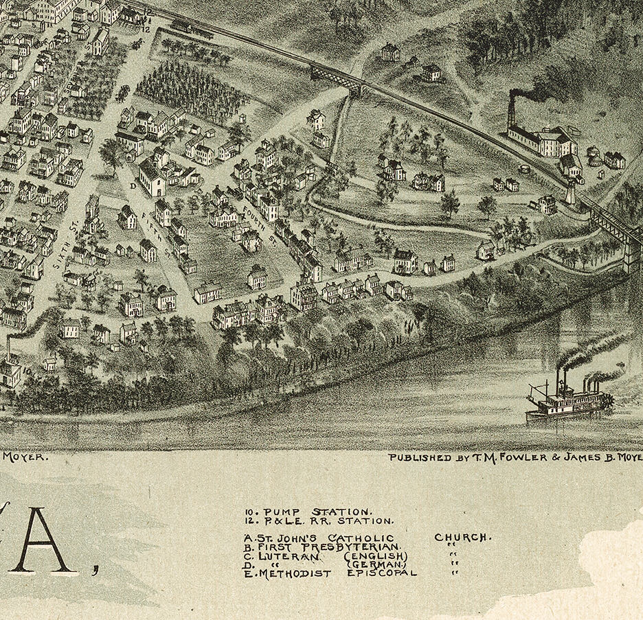 Map of Monaca Beaver Co. Pennsylvania PA 1900. Restoration - Etsy