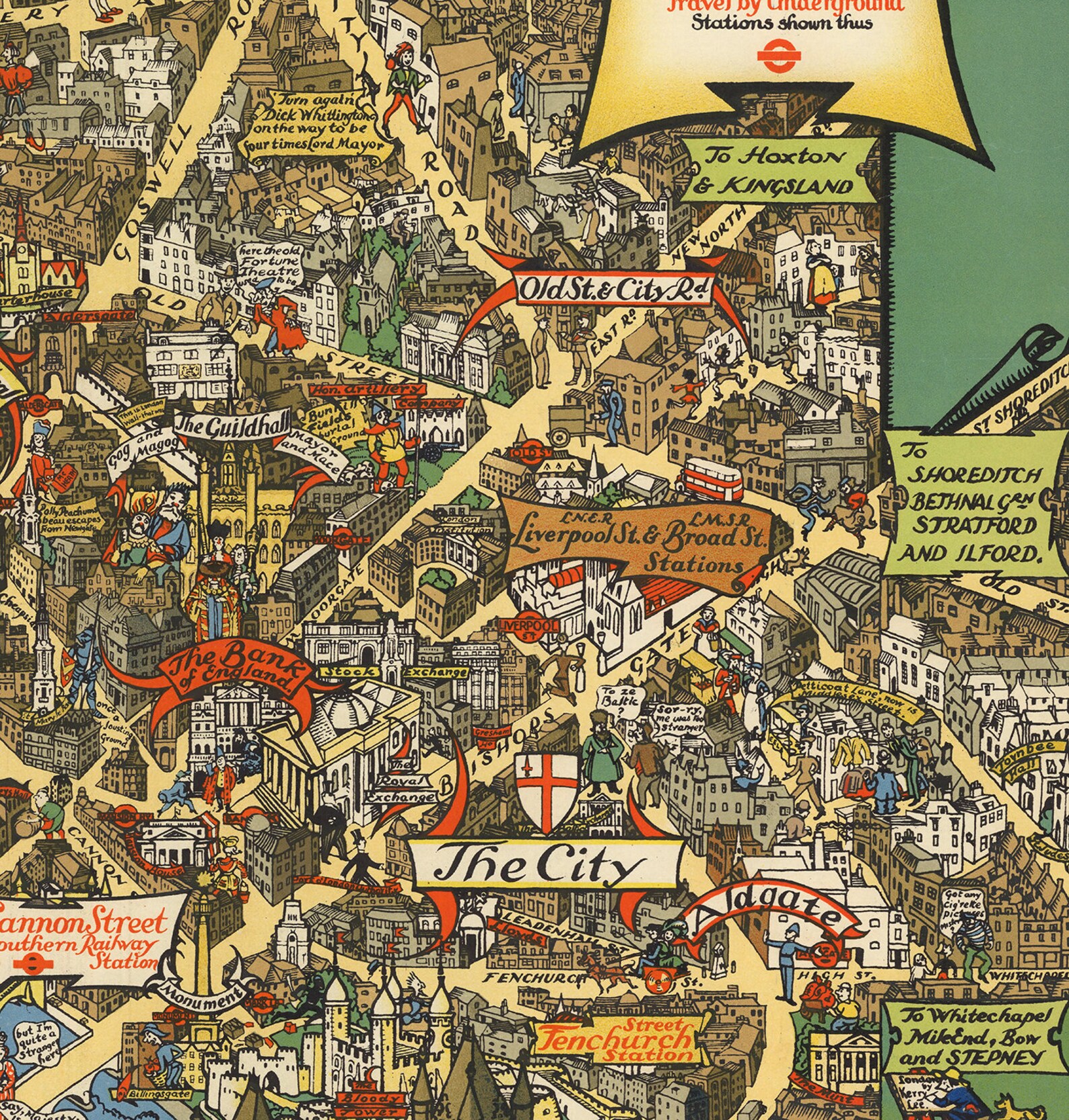 Pictorial Map of London Town 1938. Vintage Home Deco Style Old | Etsy