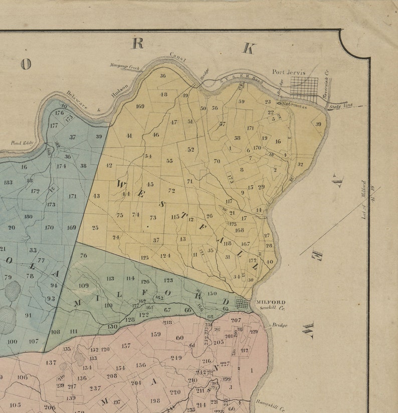 Map of Pike County Pennsylvania. 1856. Vintage Restoration - Etsy