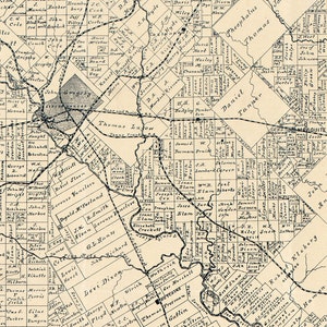 Map of Dallas County, Texas TX. Vintage Restoration Hardware Home Deco ...