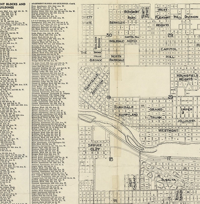 Map of Calgary, Alberta, Canada in 1946. Restoration Hardware Home Deco ...
