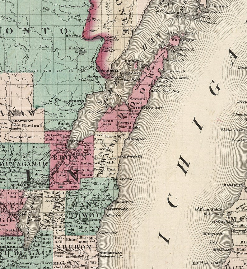 Map of the Wisconsin, Lake Superior and Upper Peninsula, 1864 ...