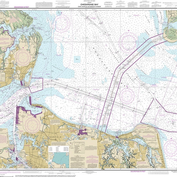 Norfolk Nautical Map - Etsy