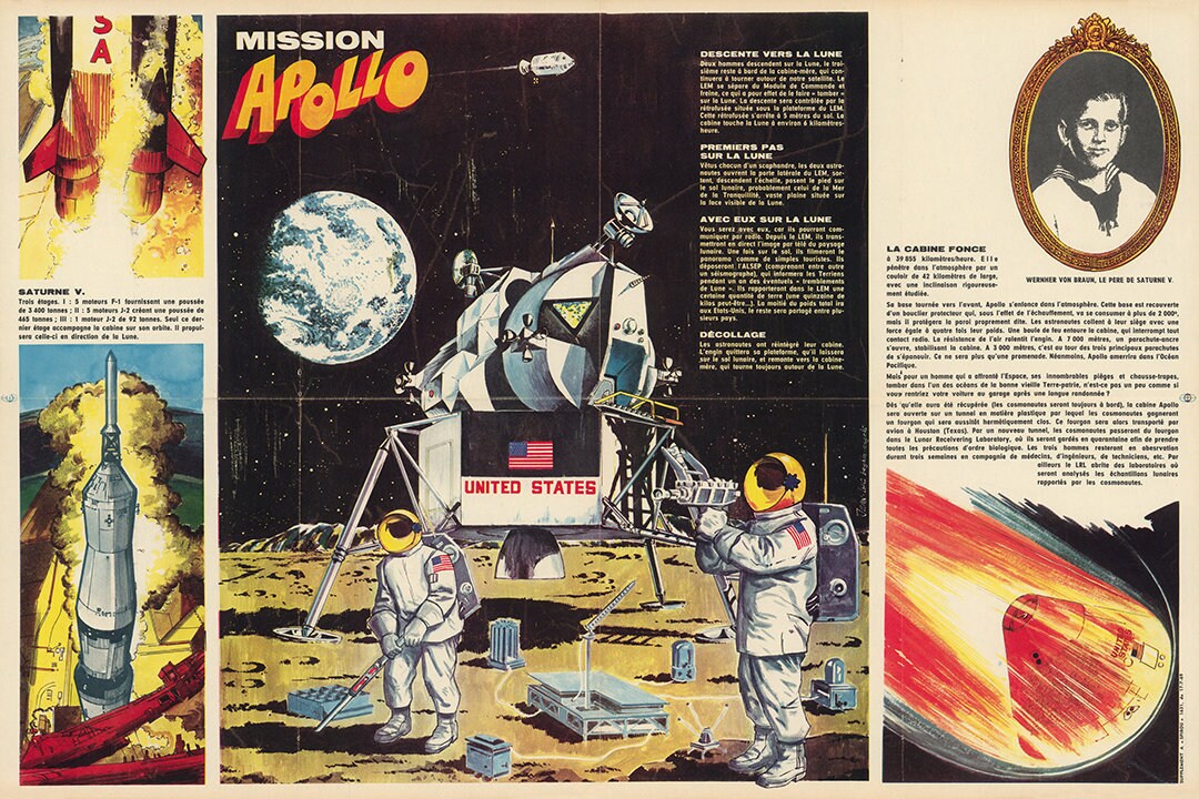 Poster Drawing of the Apollo 11 Lunar Moon Landing Mission. | Etsy