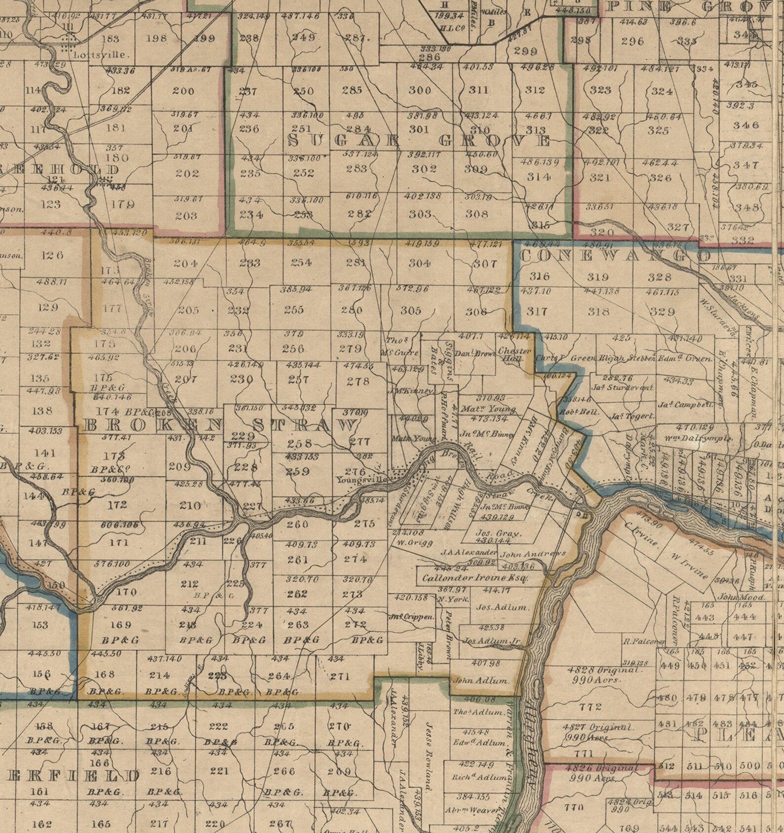Map of Warren County, Pennsylvania. 1838. Vintage Restoration Hardware ...