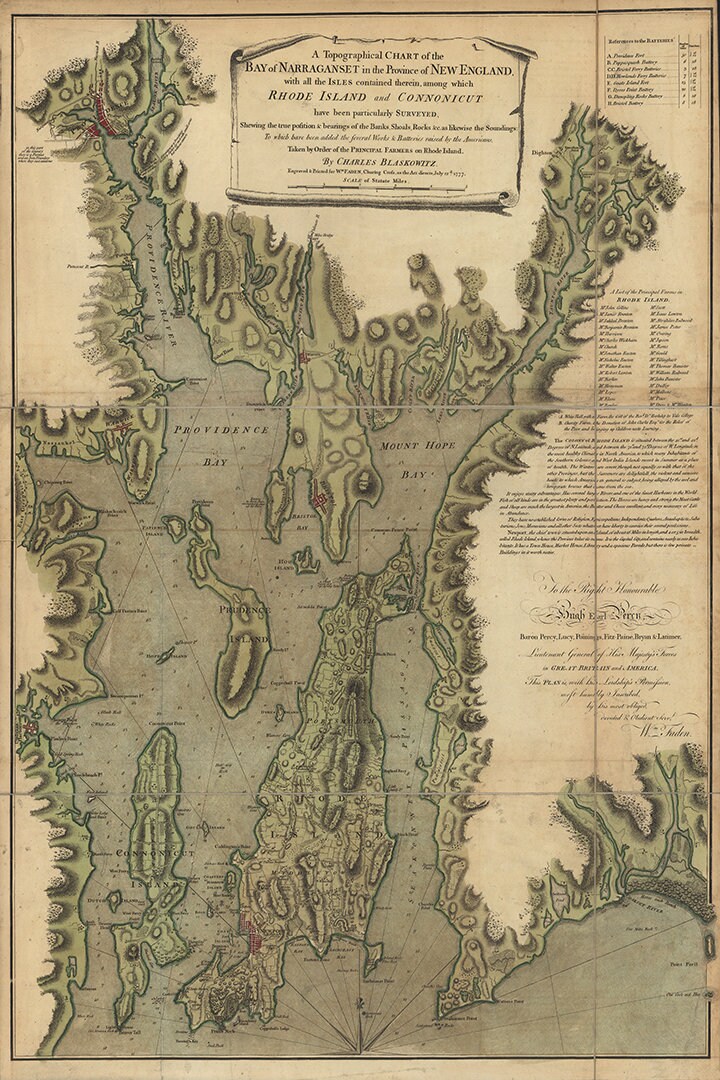 Topographical Charts of Narraganset Bay Rhode Island RI | Etsy