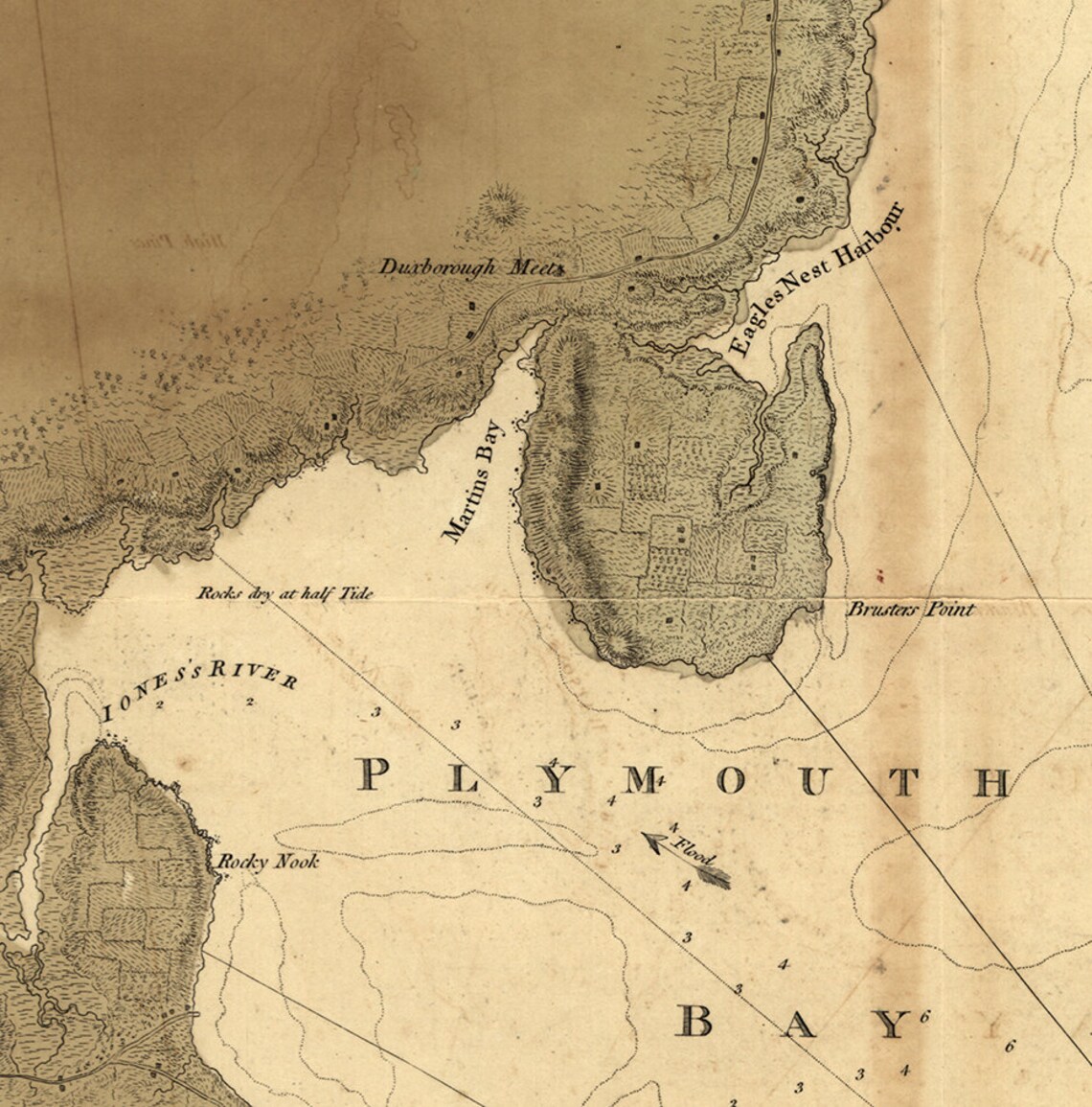 Map of Plymouth Bay Nautical Charts, Massachusetts Ma., 1770s ...