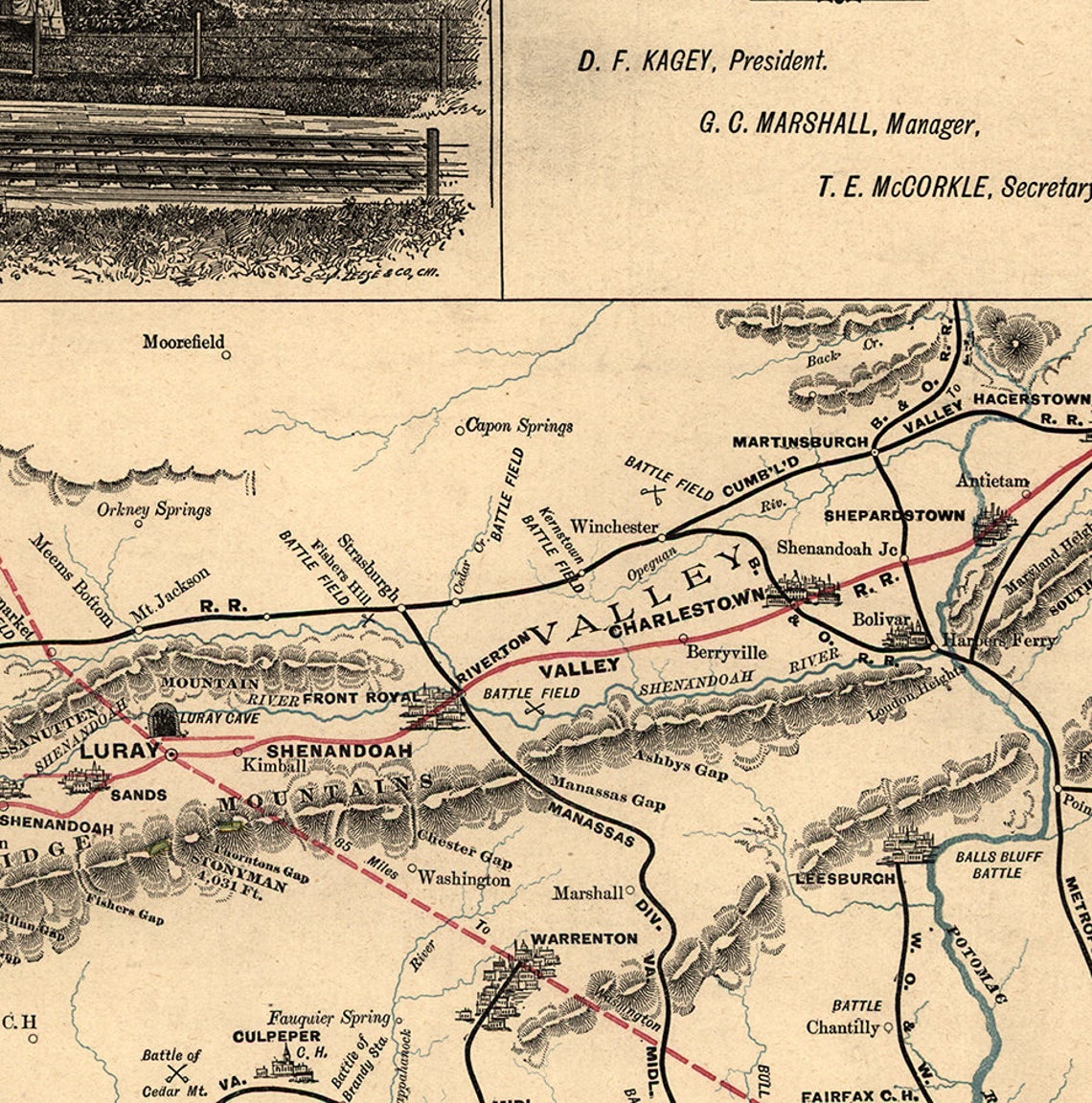 Map of the Valley of Virginia shenandoah River Valley Va | Etsy