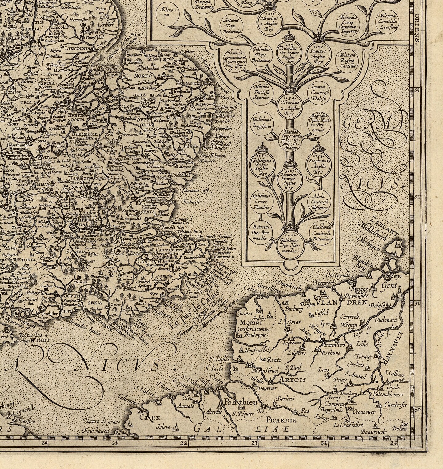 Giclée Map of England and Ireland 1605 Vintage home Deco Style old wall ...