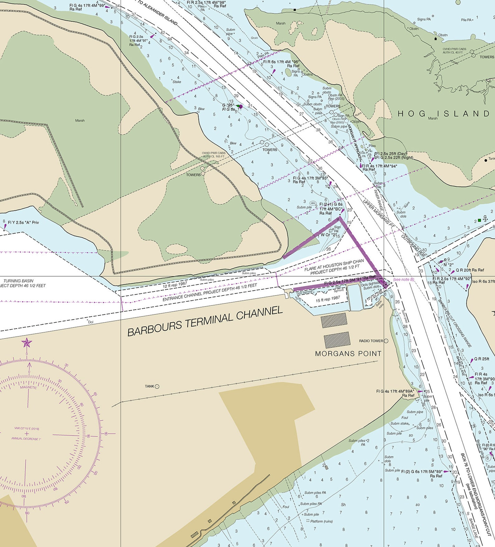 Nautical Charts of Houston Ship Channel Atkinson Island to - Etsy