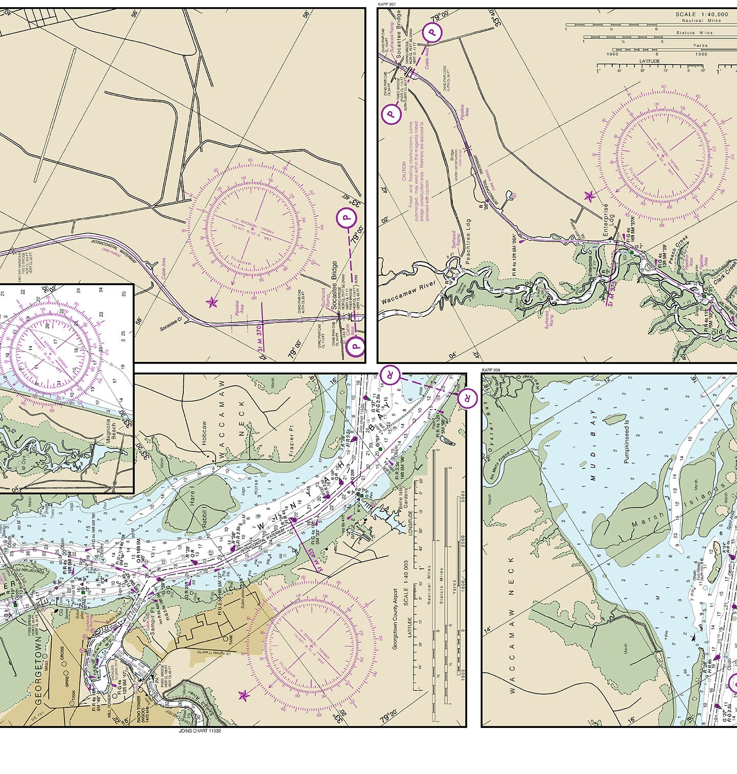 Nautical Charts of Myrtle Grove Sound and Cape Fear River to | Etsy