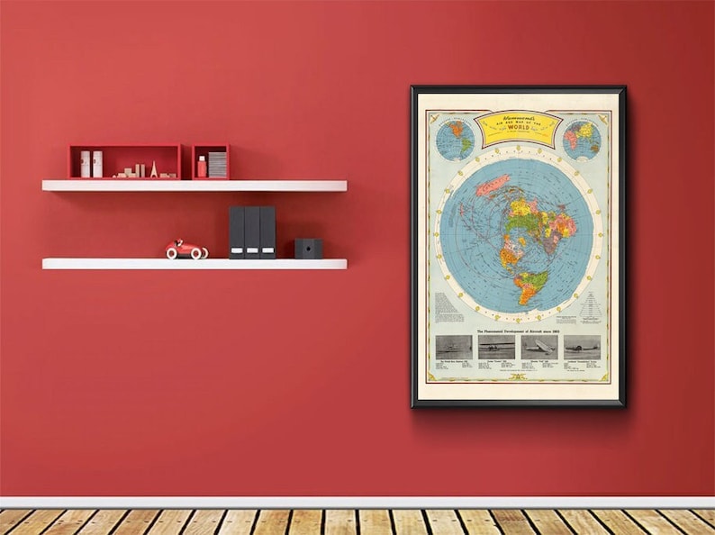 Air Age Map of the World. A Polar Projection Map Print. - Etsy