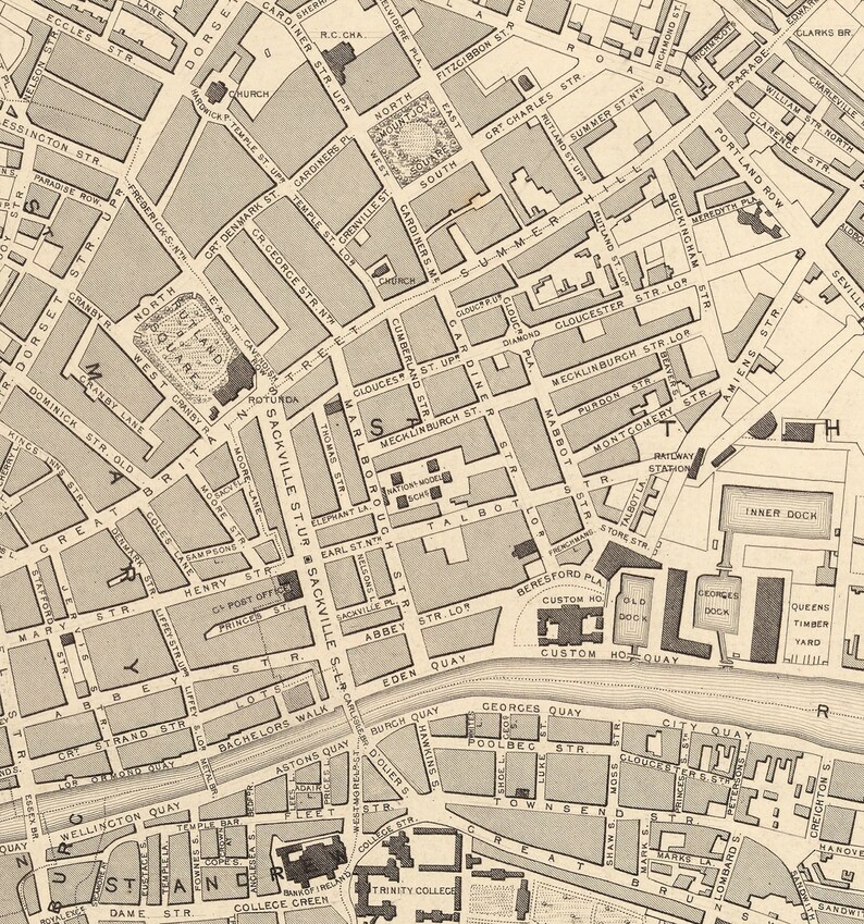Map of City of Dublin Ireland 1851. Vintage Home Deco Style - Etsy