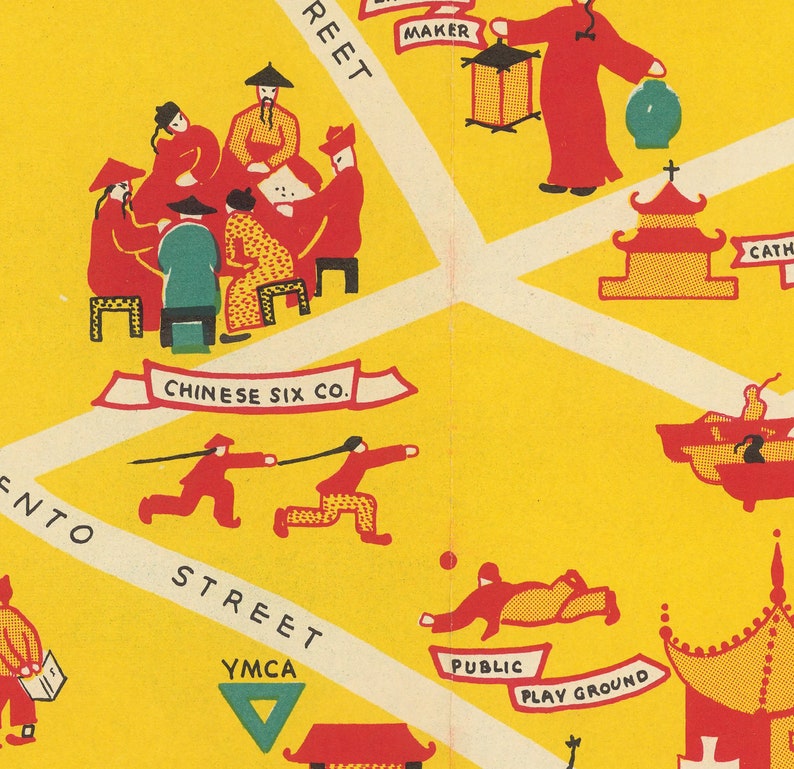 Pictorial Map of San Francisco Chinatown California CA. | Etsy