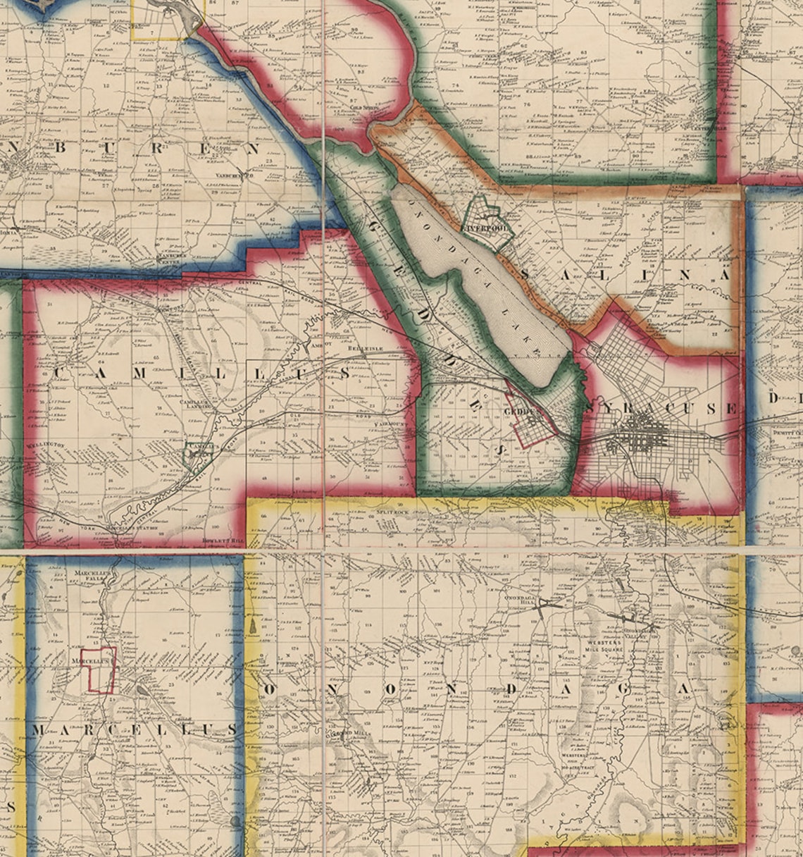 Map of Onondaga County New York NY. 1859 with Homeowner | Etsy