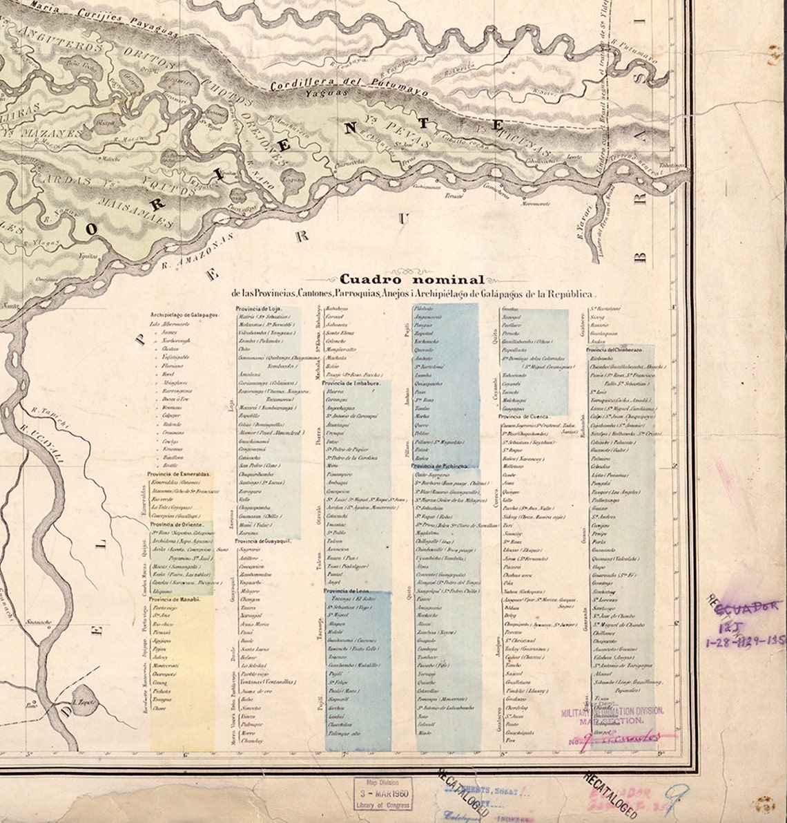 Map of Ecuador 1858. Vintage Restoration Hardware Home Deco Style Old ...