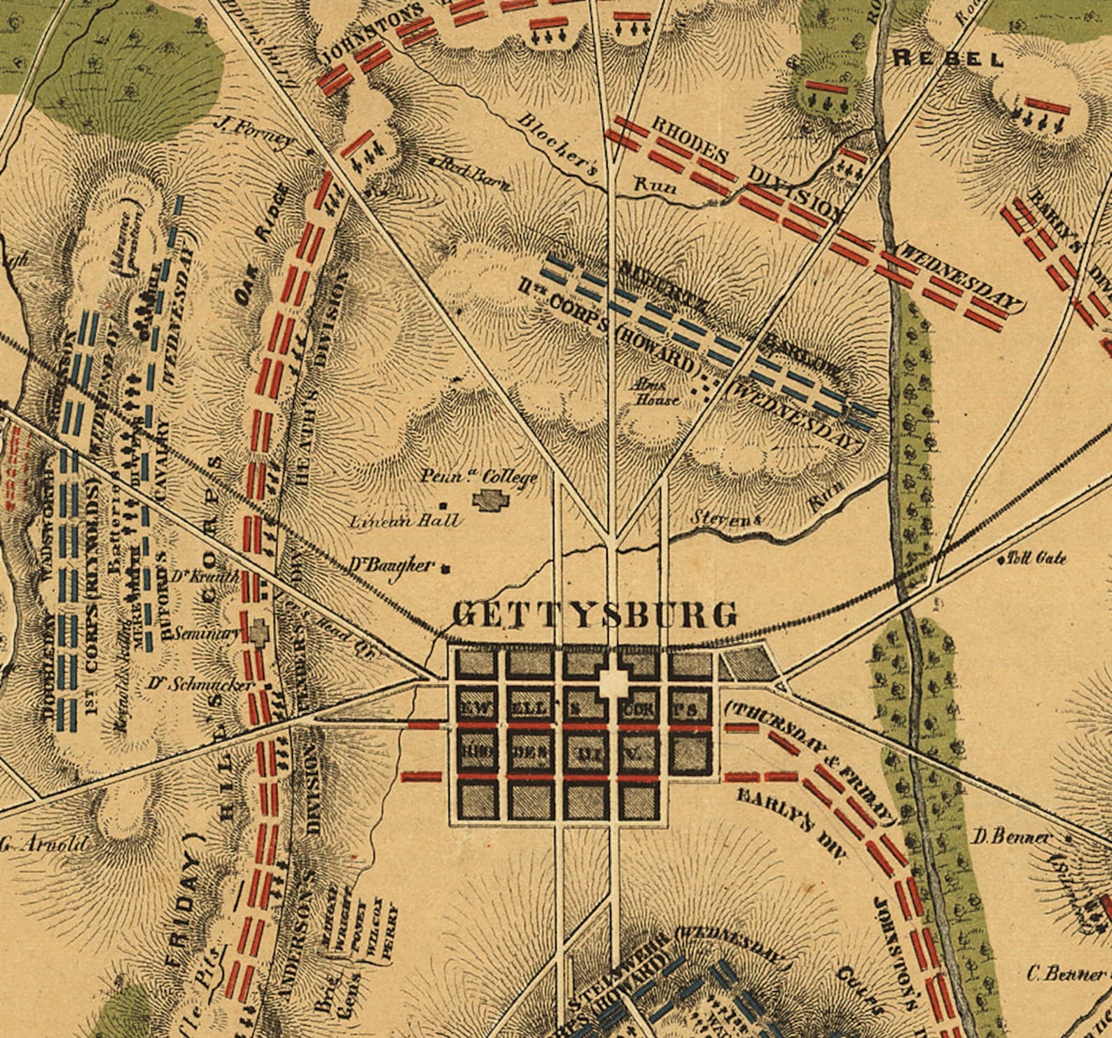 Map of the Battle of Gettysburg, Pa., July 1st, 2nd & 3rd, 1863 ...