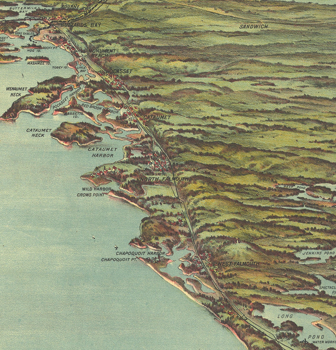 Map of Buzzards Bay, Massachusetts, MA. Vintage Restoration Hardware ...