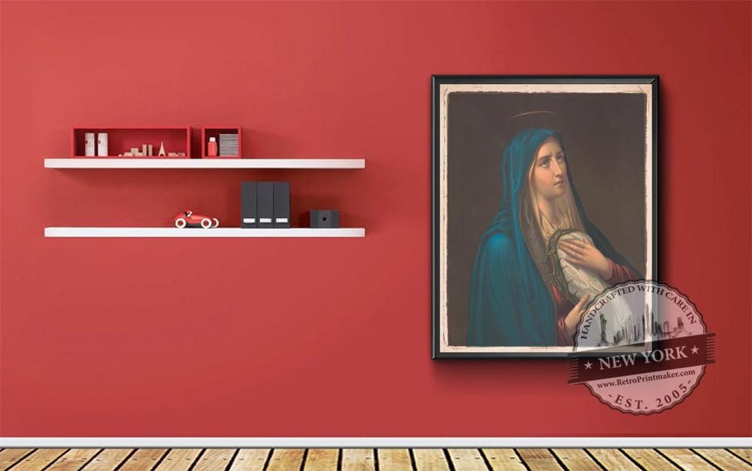 Virgin Mary Crying – 1878 Vintage Devotional Print – Catholic Wall Art ...