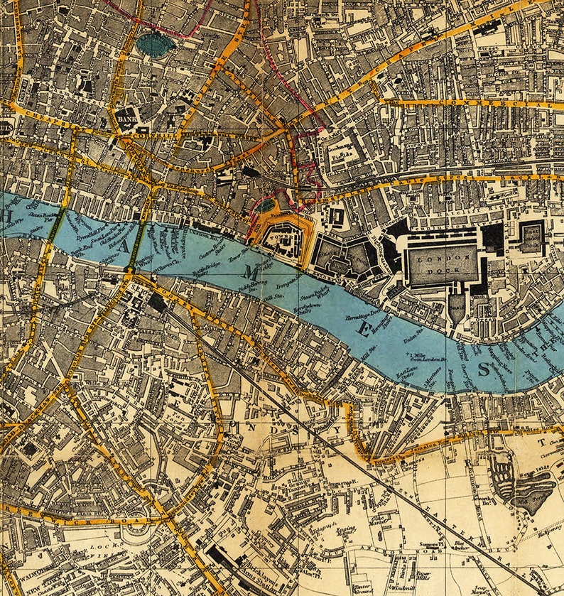 Historic London Map England U.K. 1860. Restoration Hardware | Etsy