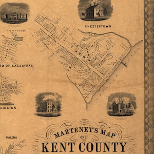 Map of Kent County, Maryland. 1860. Vintage Home Deco Style Old Wall ...