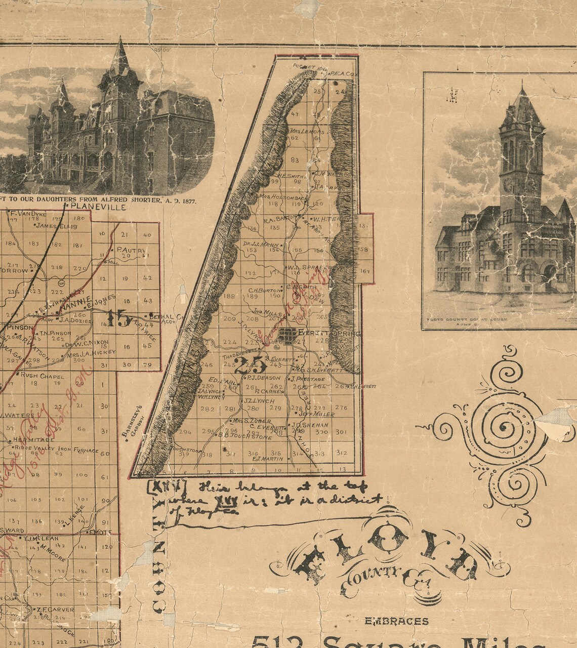 Map of Floyd County Georgia. 1895. Vintage restoration | Etsy